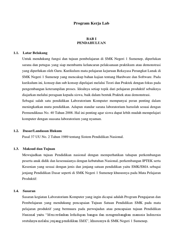 Program Kerja Lab RPL | PDF