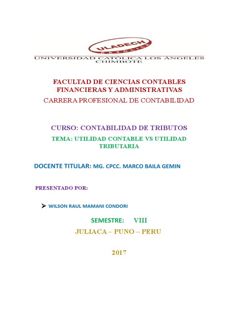 Utilidad Contable y Tributo | PDF | Impuesto sobre la renta | Contabilidad