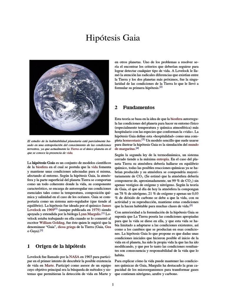 Hipótesis Gaia: Vida y Biosfera | PDF | Hipótesis de Gaia | Naturaleza