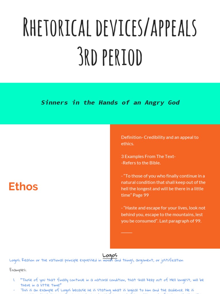 Rhetorical Devices/appeals 3rd Period: Sinners in The Hands of An Angry ...