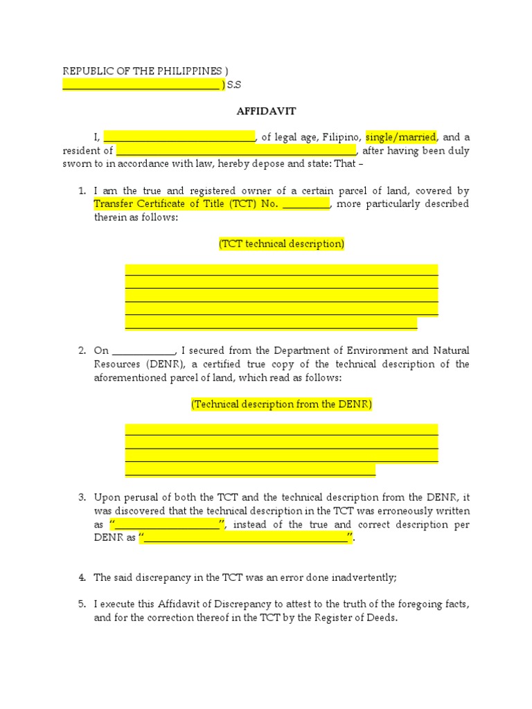 Affidavit of Discrepancy | Affidavit | Legal Procedure