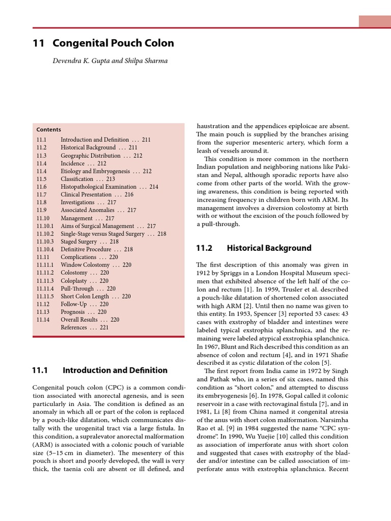 11 Congenital Pouch Colon: Devendra K. Gupta and Shilpa Sharma | PDF ...
