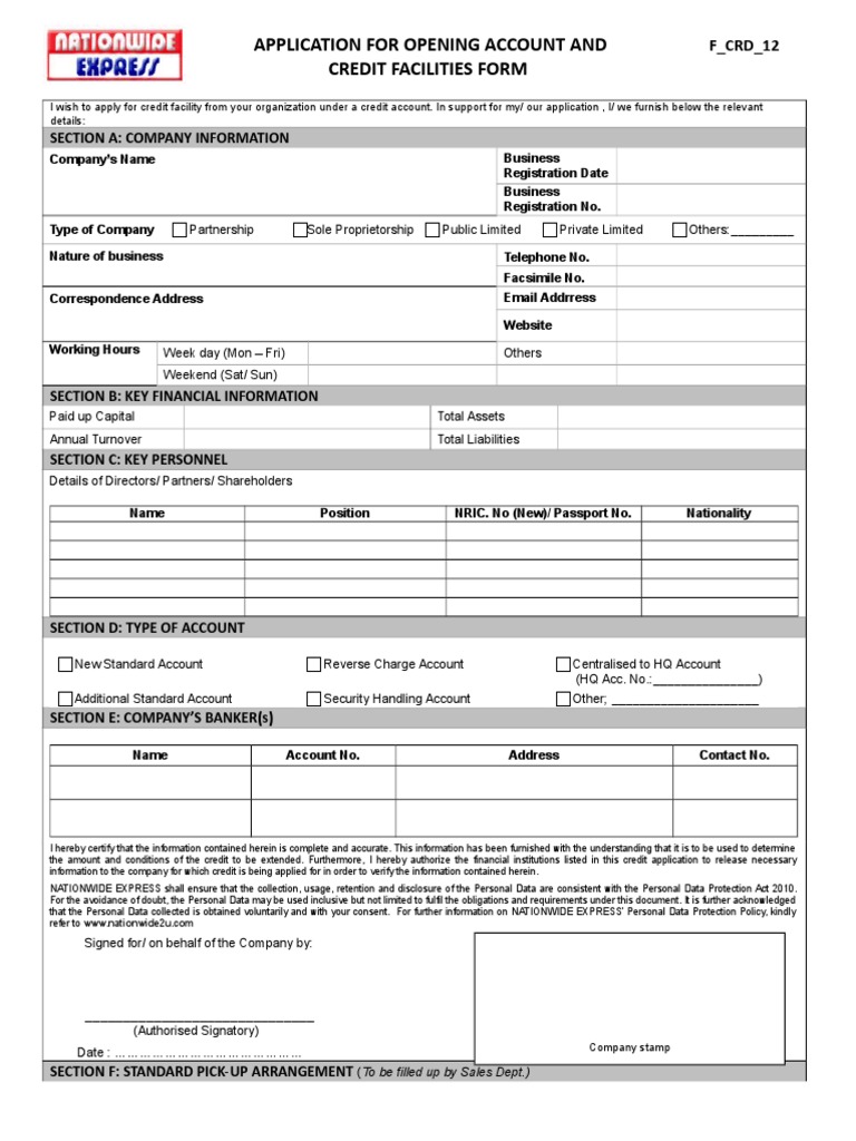 CRD - 12-Application For Opening Account and Credit Facilities Form ...