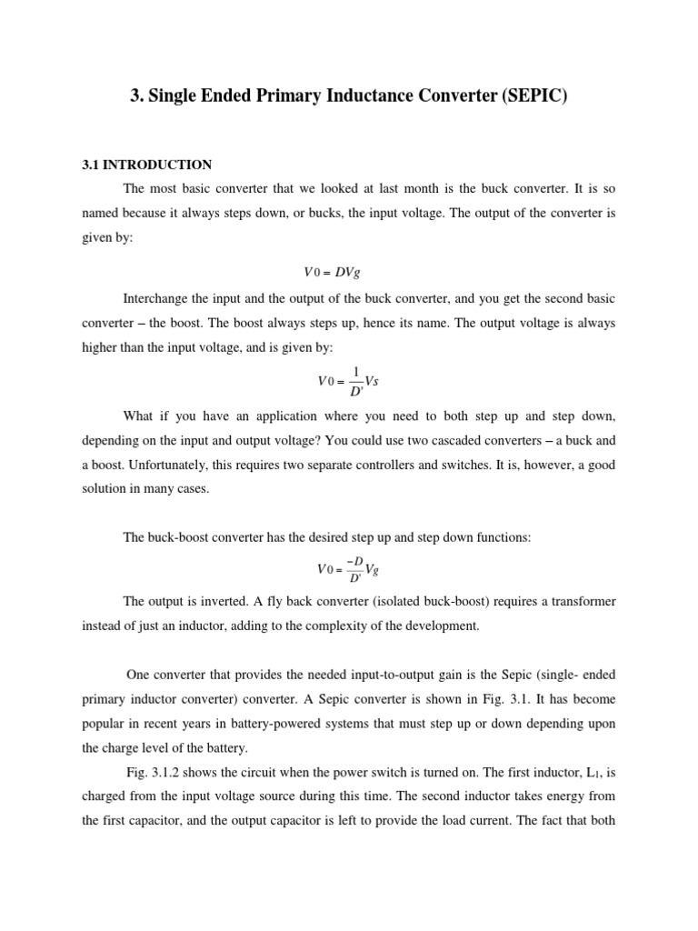 Single Ended Primary Inductance Converter (Sepic) : DVG V | PDF ...
