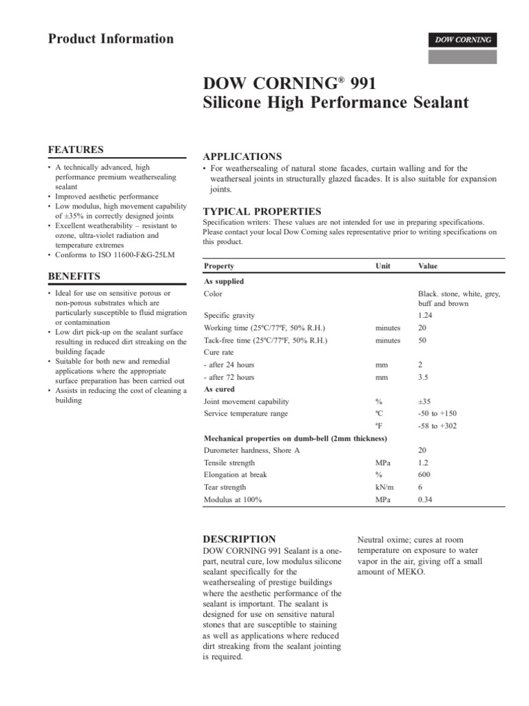 Dow Corning 991 Product Info | PDF | Silicone | Paint