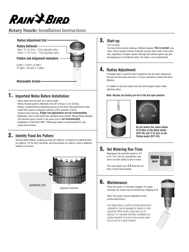 Rotary Nozzle: Installation Instructions: Start-Up | PDF | Nozzle | Turbine