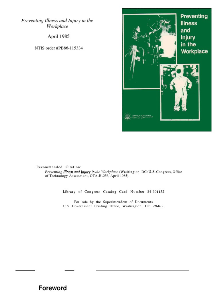 Preventing Illness and Injury in The Workplace | PDF | Personal ...