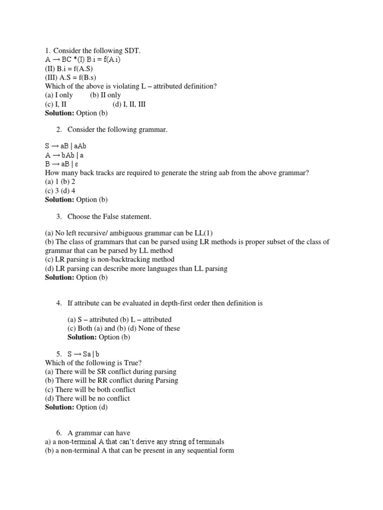 Solution: Option (B) | PDF | C (Programming Language) | Parsing
