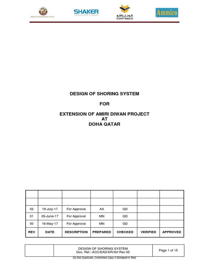 Shoring System Design for Amiri Diwan | PDF | Deep Foundation | Bending
