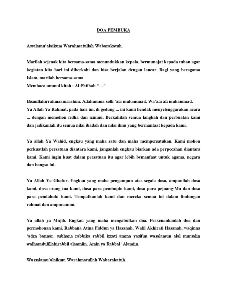 Doa Pembuka dan Penutup Acara Islam | PDF | Agama & Spiritualitas
