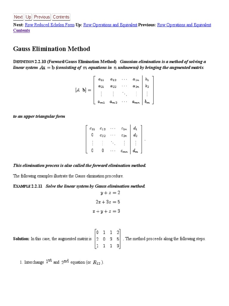 Gauss Elimination Method | PDF | System Of Linear Equations | Logical Truth