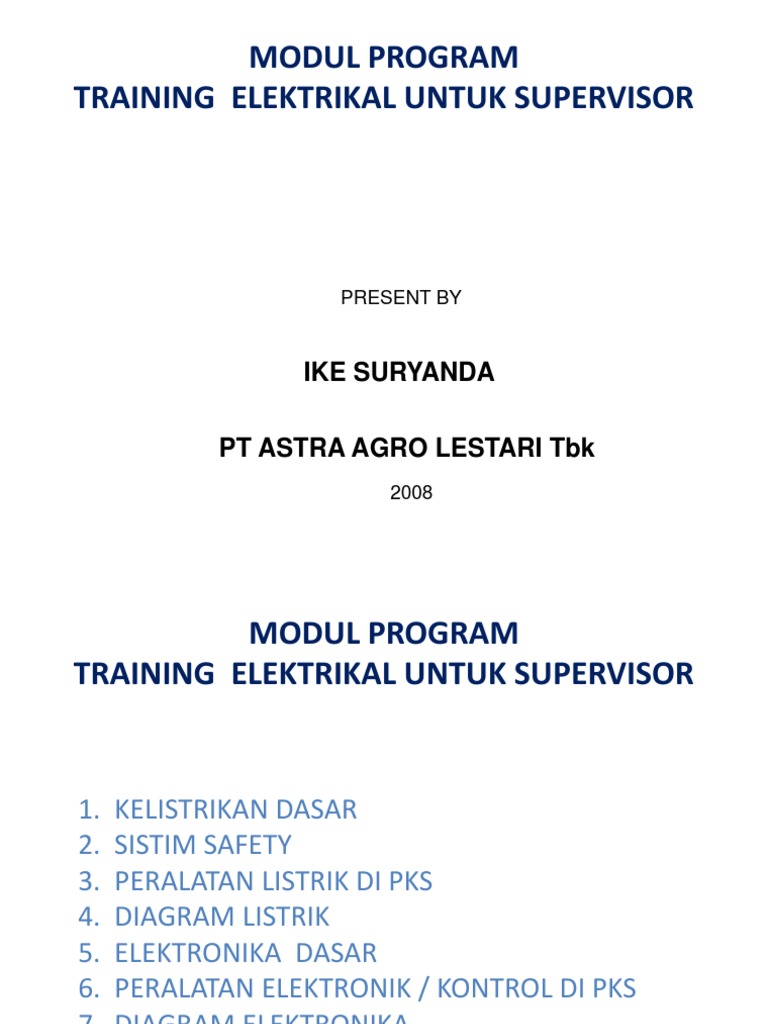 Modul Program Traning SPV Elc | PDF