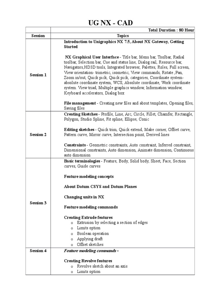 Ug NX - Cad: Feature Modeling Commands | PDF | Technical Drawing | Space