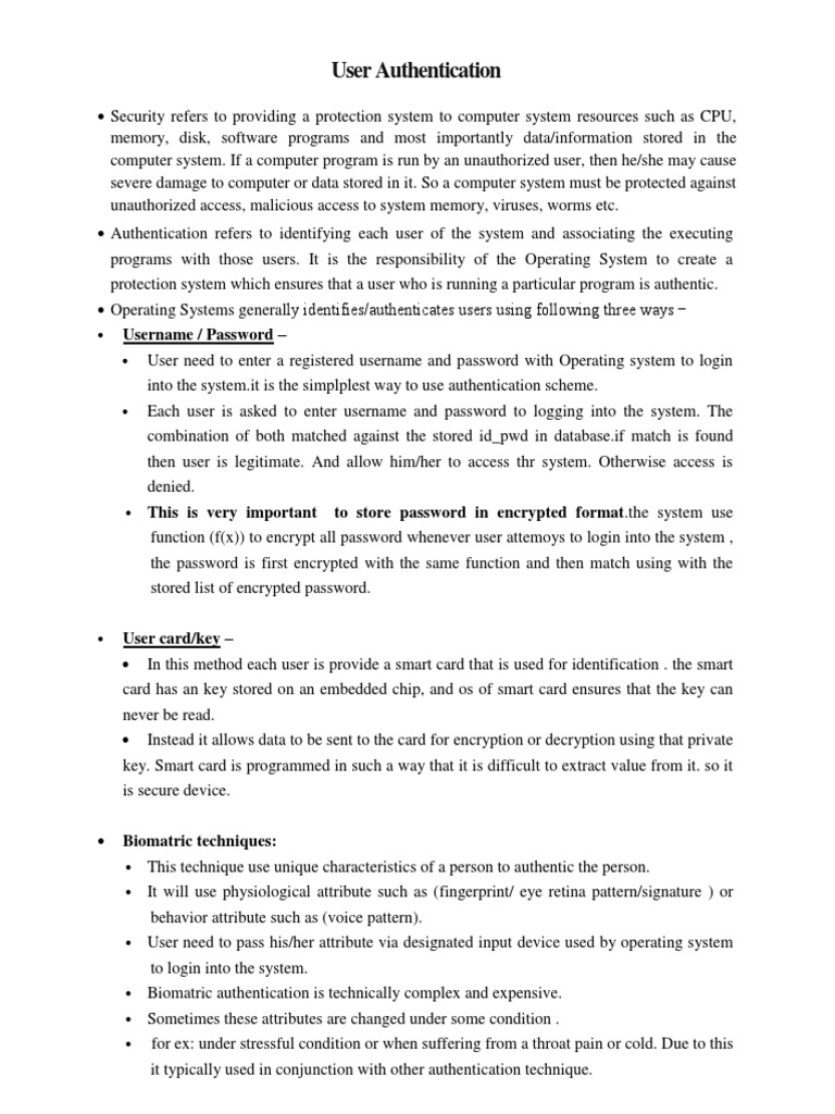 User Authentication | PDF | User (Computing) | Authentication