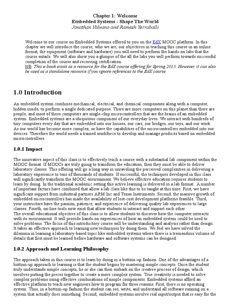 Chapter 1: Welcome: Jonathan Valvano and Ramesh Yerraballi | PDF ...