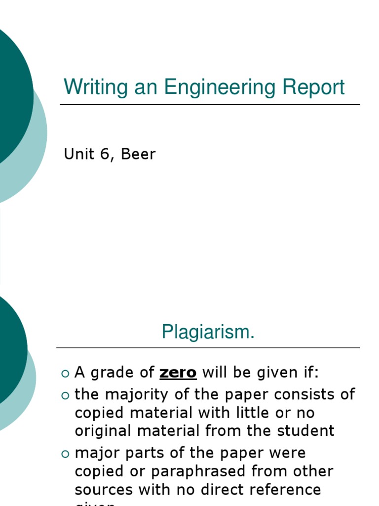 Writing An Engineering Report: Unit 6, Beer | PDF | Citation | Paragraph