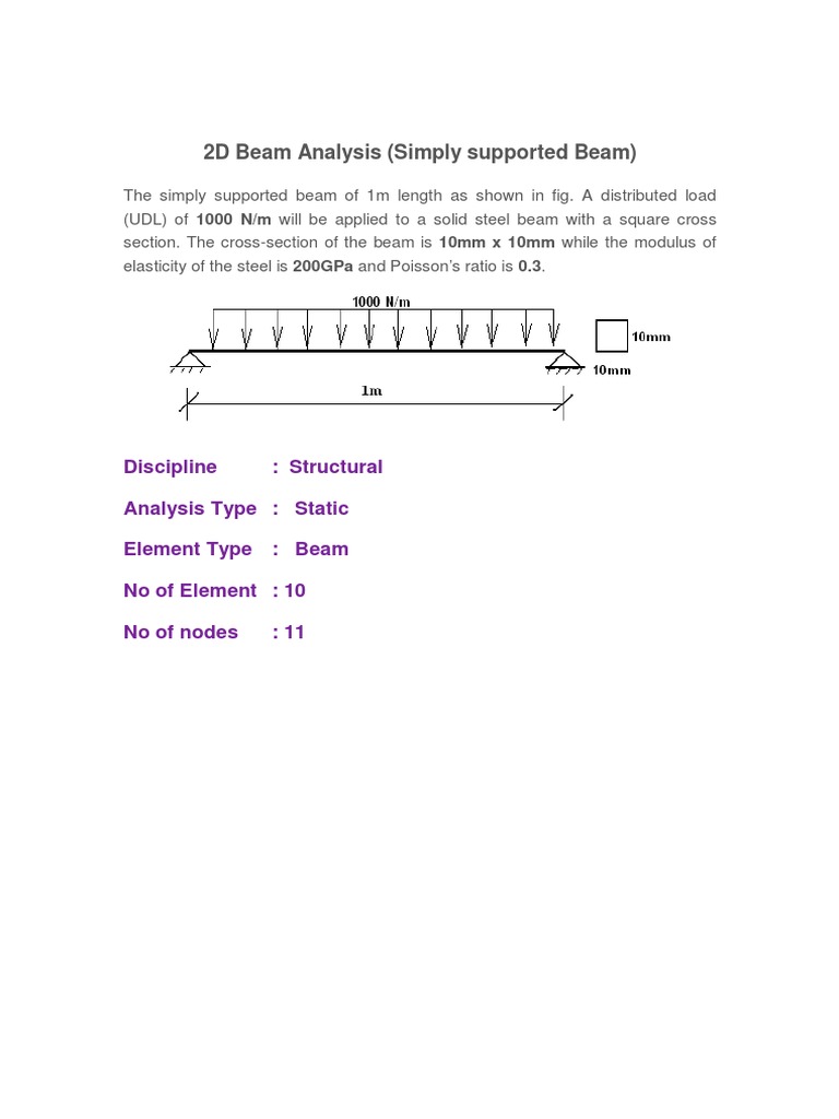 EX02. 2D Beam Analysis (Simply Supported Beam) | PDF | Beam (Structure ...