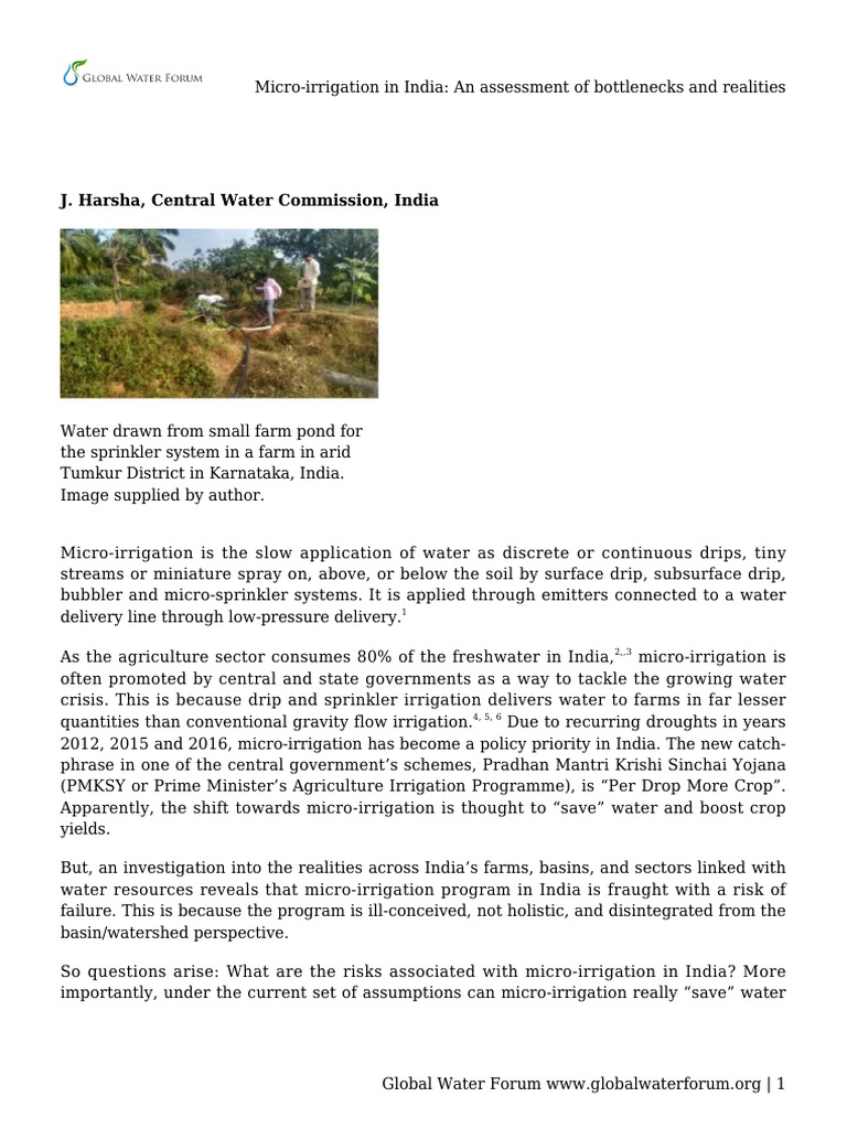 Micro-Irrigation in India - An Assessment of Bottlenecks and Realities ...