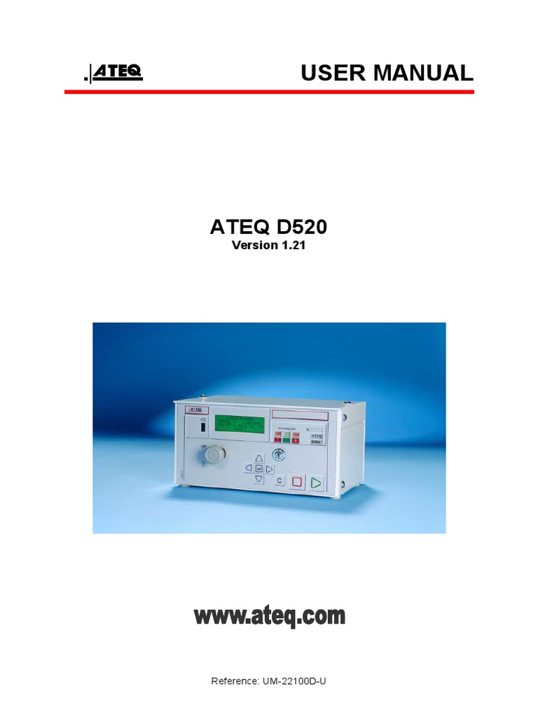 ATEQ D520 User Manual Overview | PDF | Calibration | Pressure Measurement