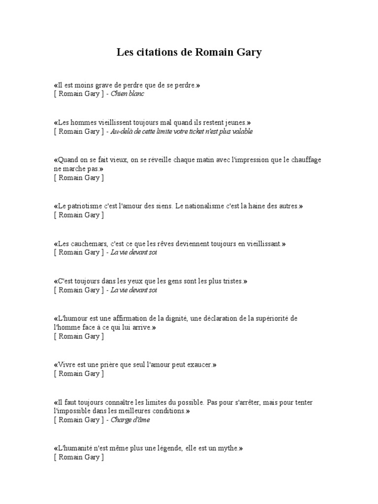 Les Citations de Romain Gary | PDF