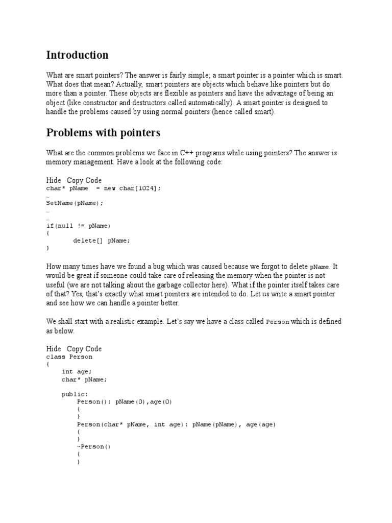 Smart Pointers Pdf Pointer Computer Programming Constructor Object Oriented Programming 9138