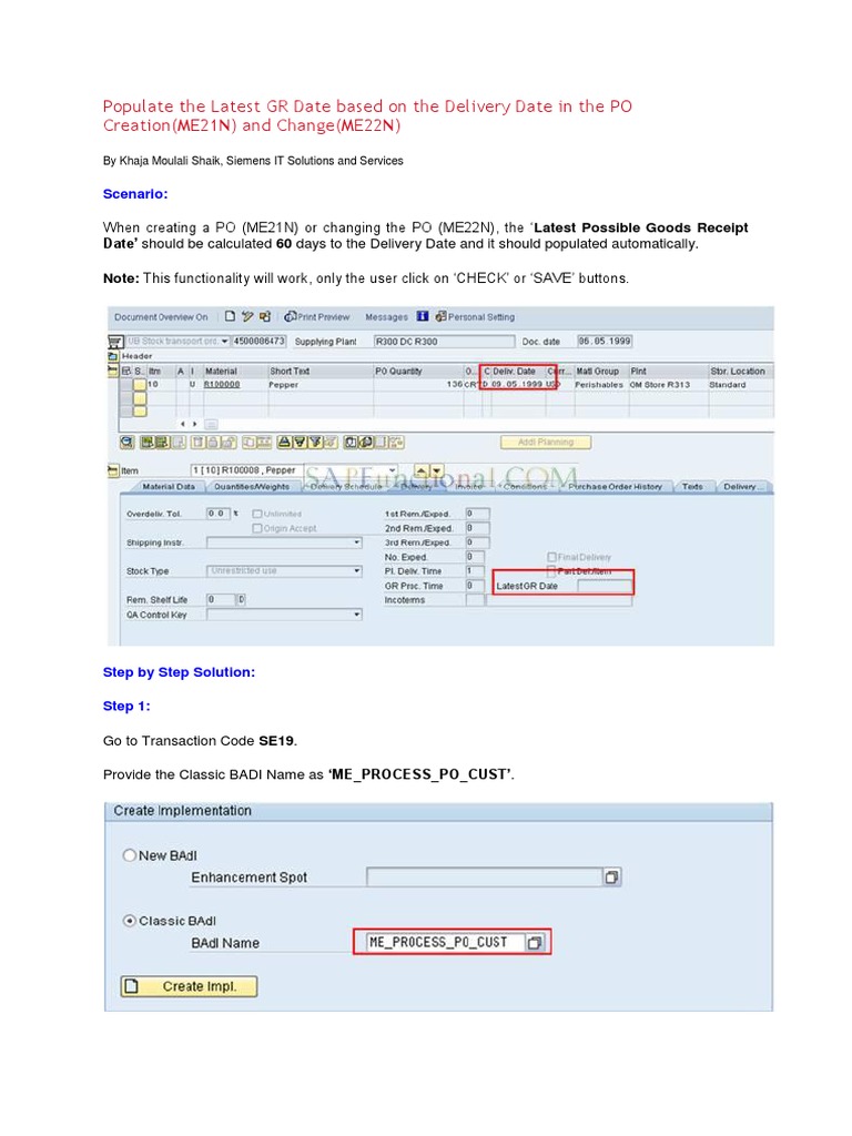 Populate The Latest GR Date Based On The Delivery Date in The PO ...