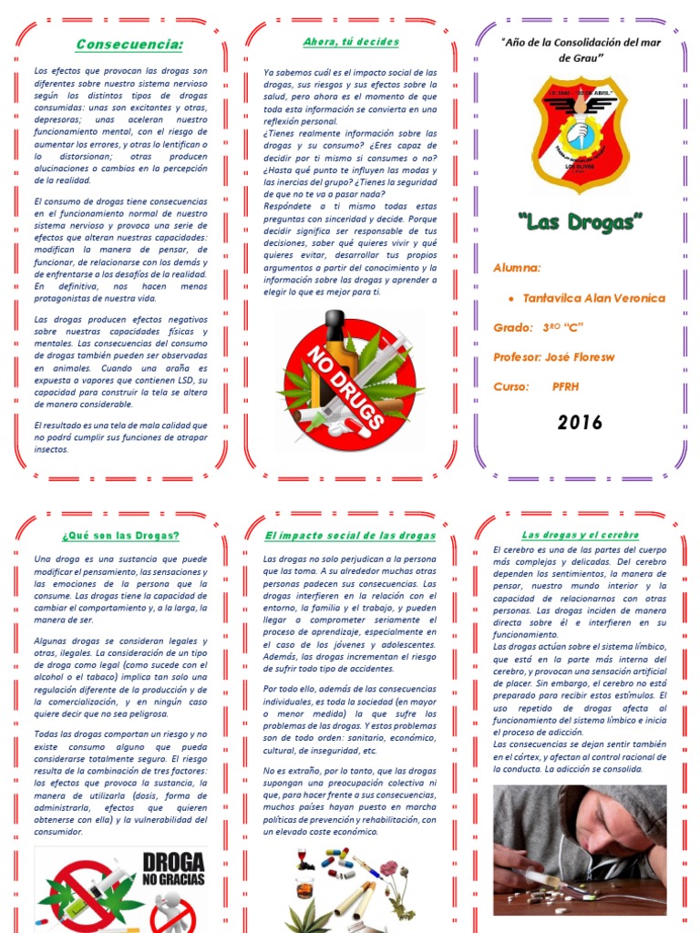 Triptico Drogas | PDF | La dependencia de sustancias | Drogas