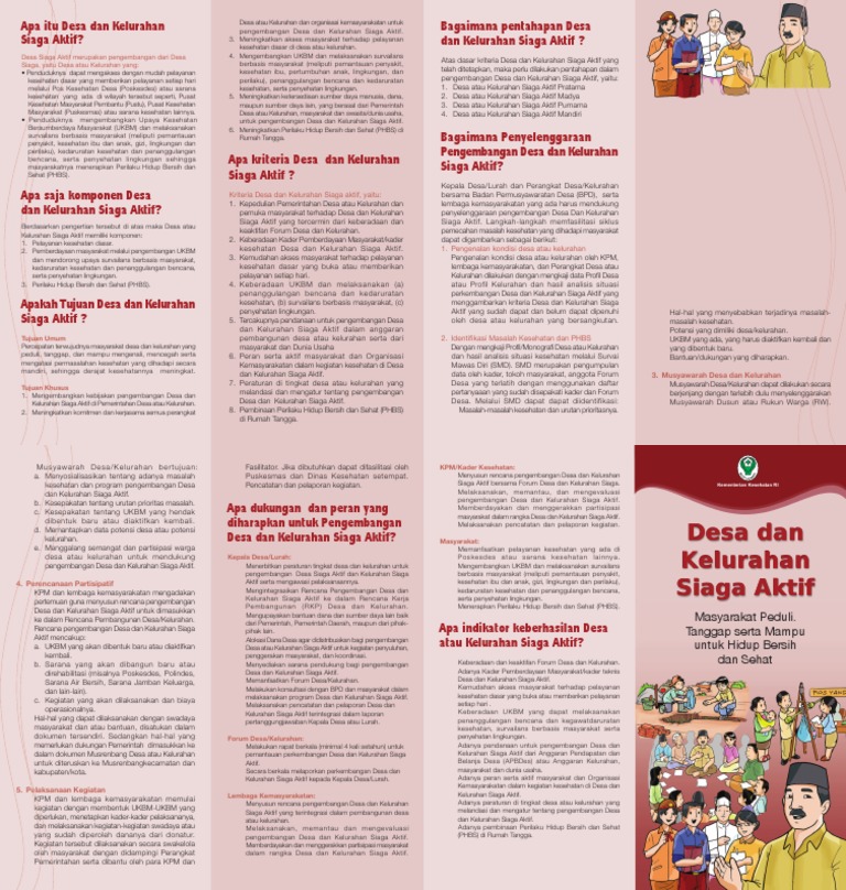 Leaflet Desa Siaga PDF | PDF | Ilmu Sosial | Kesehatan Holistik