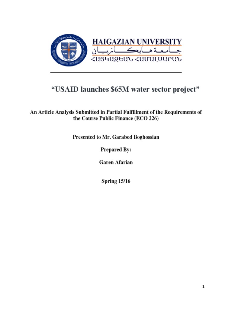 USAID Water Project | PDF | Water Resources | Informal Sector