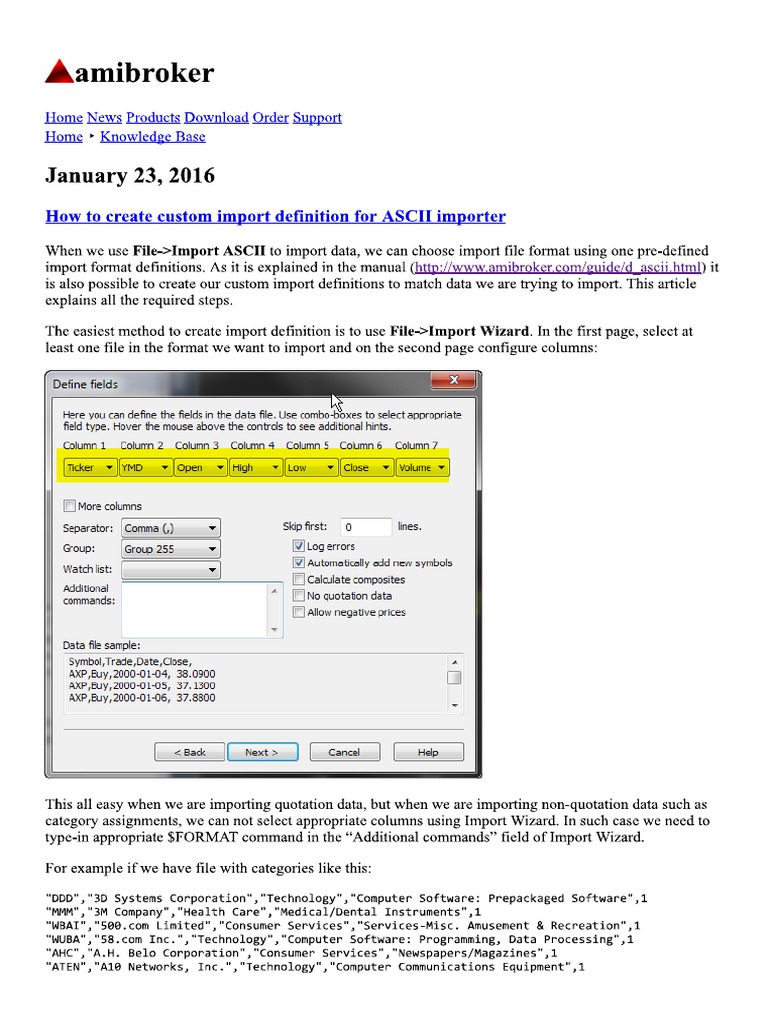 AmiBroker Knowledge Base Import | PDF