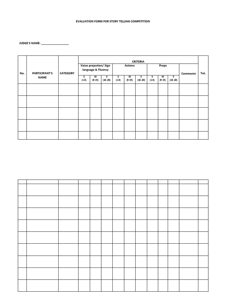 Story Telling Evaluation Form | PDF
