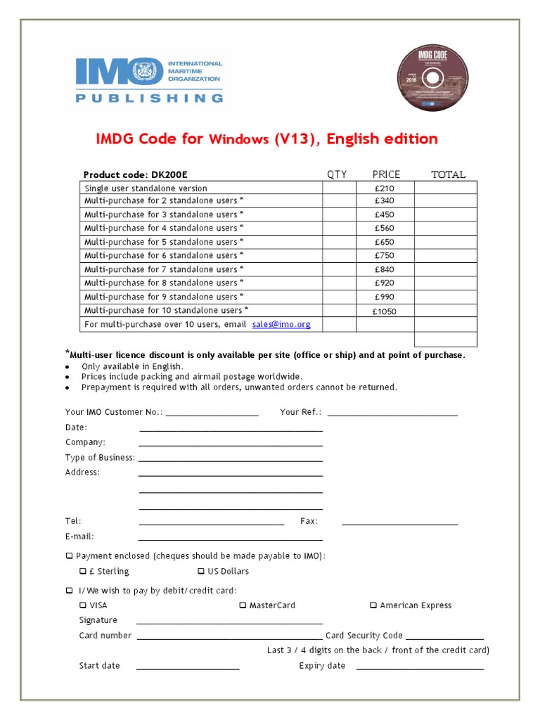 IMDG Code For (V13), English Edition: Windows | PDF | Credit Card ...