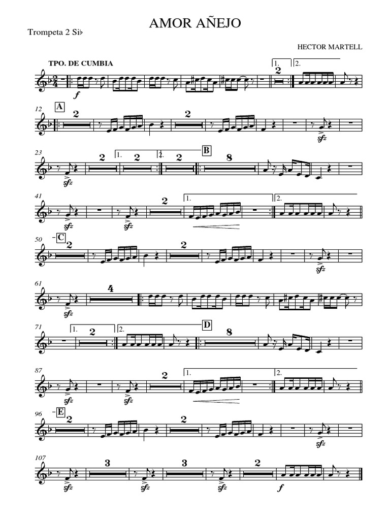 Partitura Trompeta: Amor Añejo | PDF