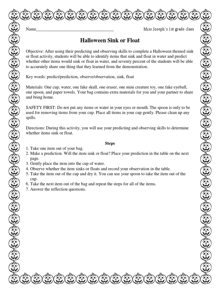 Halloween Sink or Float: Steps | PDF | Prediction | Understanding