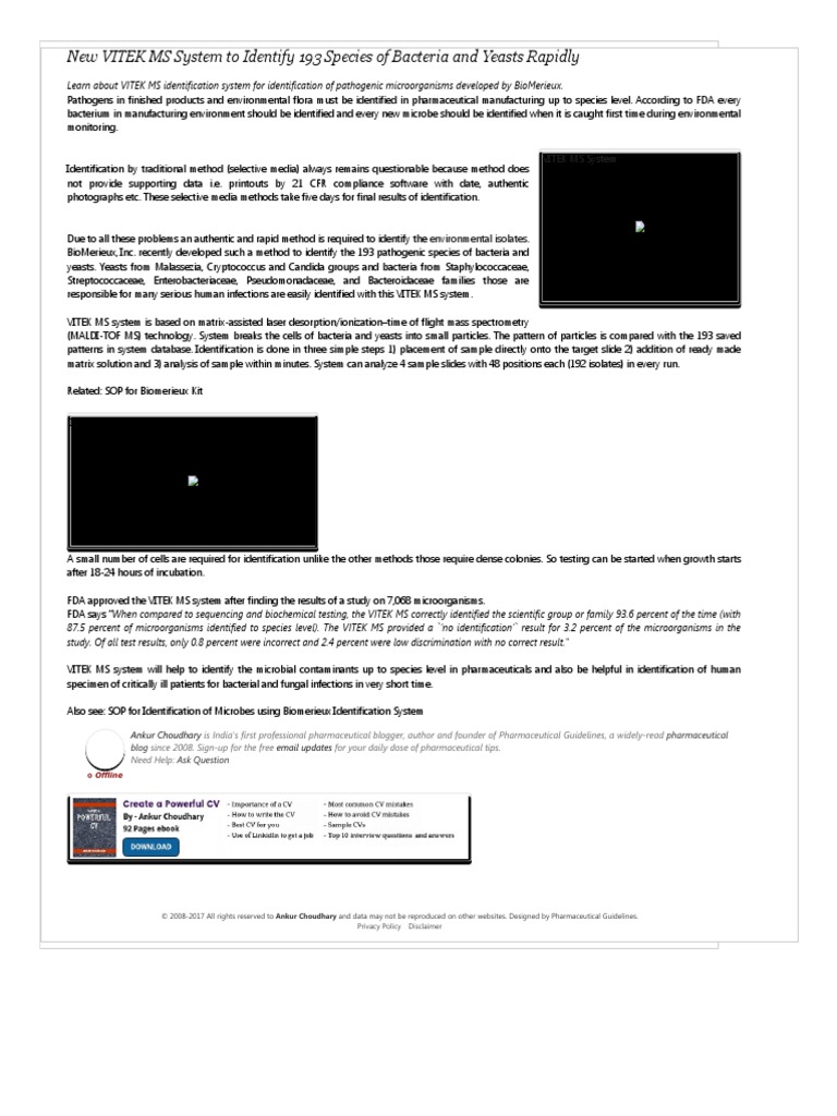 New VITEK MS System To Identify 193 Species of Bacteria and Yeasts ...