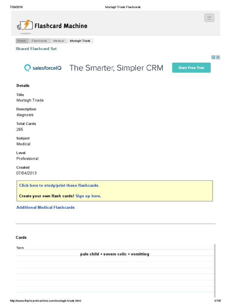 Murtagh Triads Flashcards | PDF | Anemia | Headache