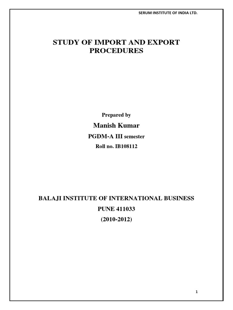 Import Export Documentation Procedure Project Report | PDF | Supply ...