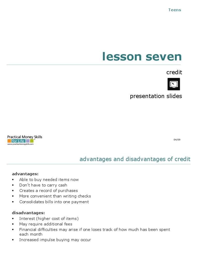 Lesson Seven: Credit | PDF | Credit (Finance) | Debt
