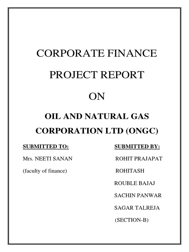 Corporate Finance Project Report ON: Oil and Natural Gas Corporation ...