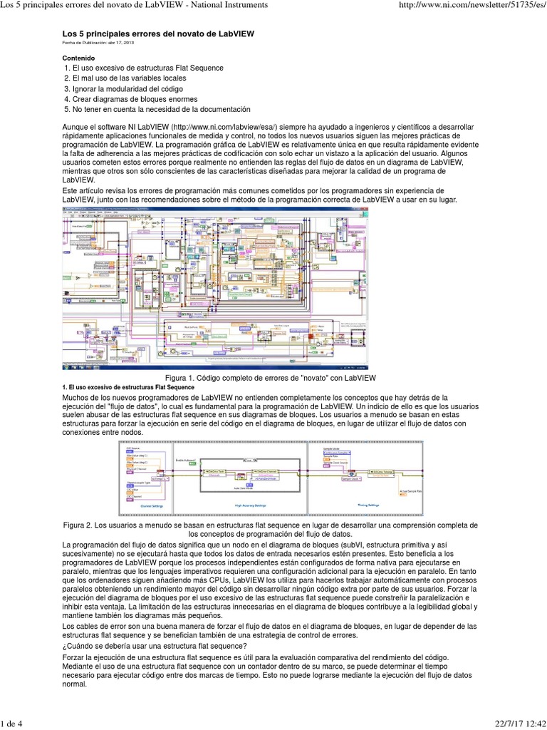 Los 5 Principales Errores Del Novato de LabVIEW - National Instruments | PDF | Programación de ...