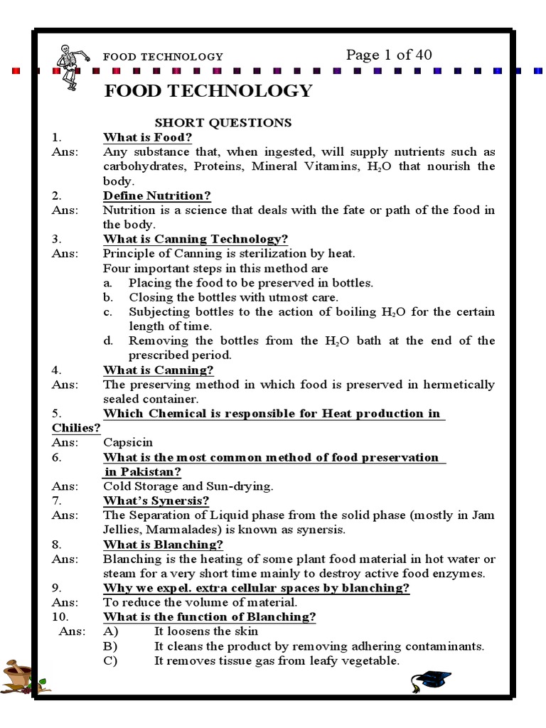 Food Technology: Page 1 of 40 | PDF | Fermentation In Food Processing ...