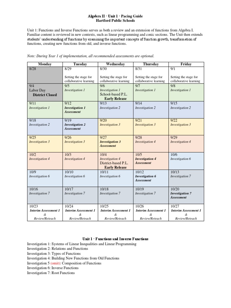 Algebra II Unit 1 Pacing Guide | PDF | Abstract Algebra | Mathematical ...