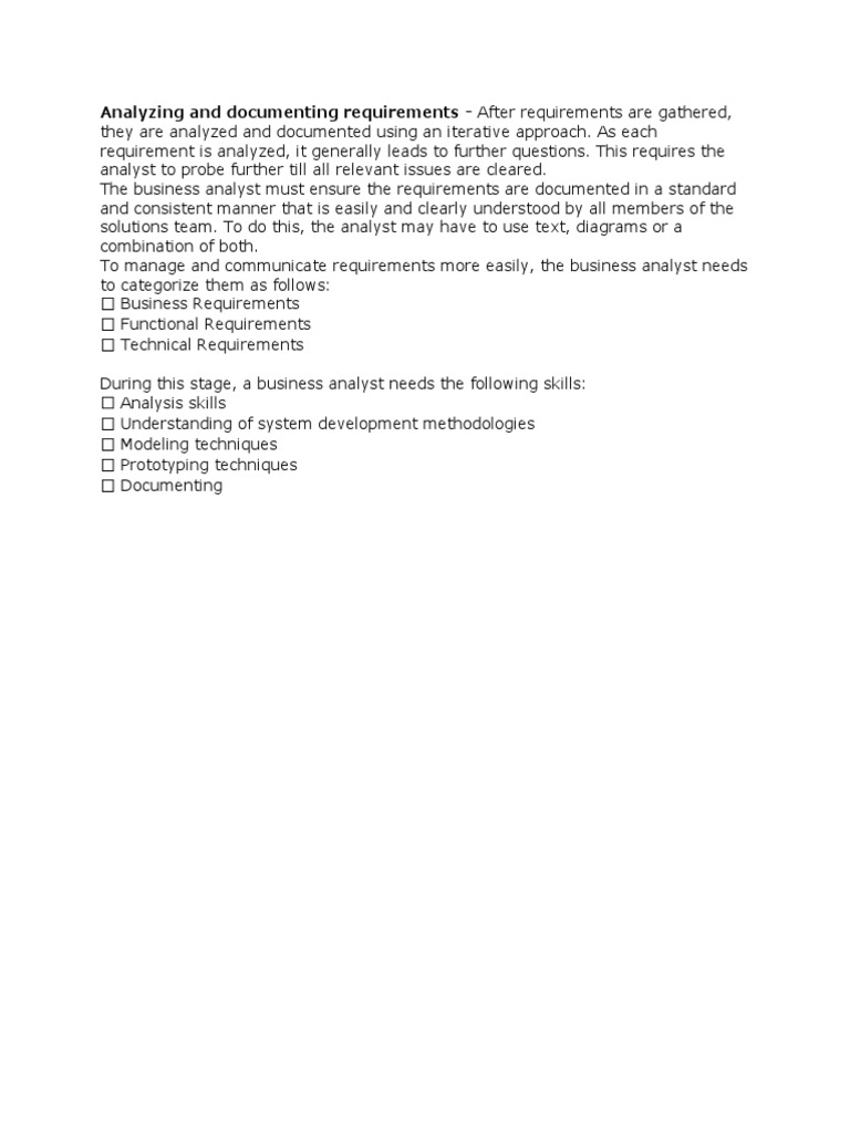 Analyzing and Documenting Requirements - After Requirements Are ...