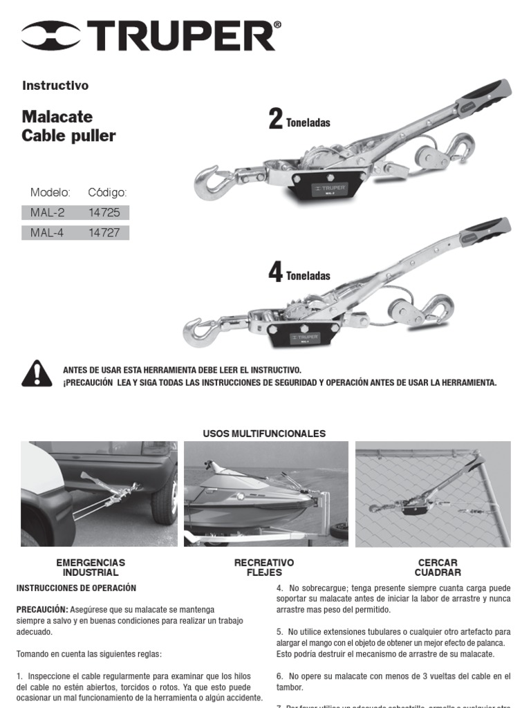 Malacate de 2 y 4t | PDF | Herramientas