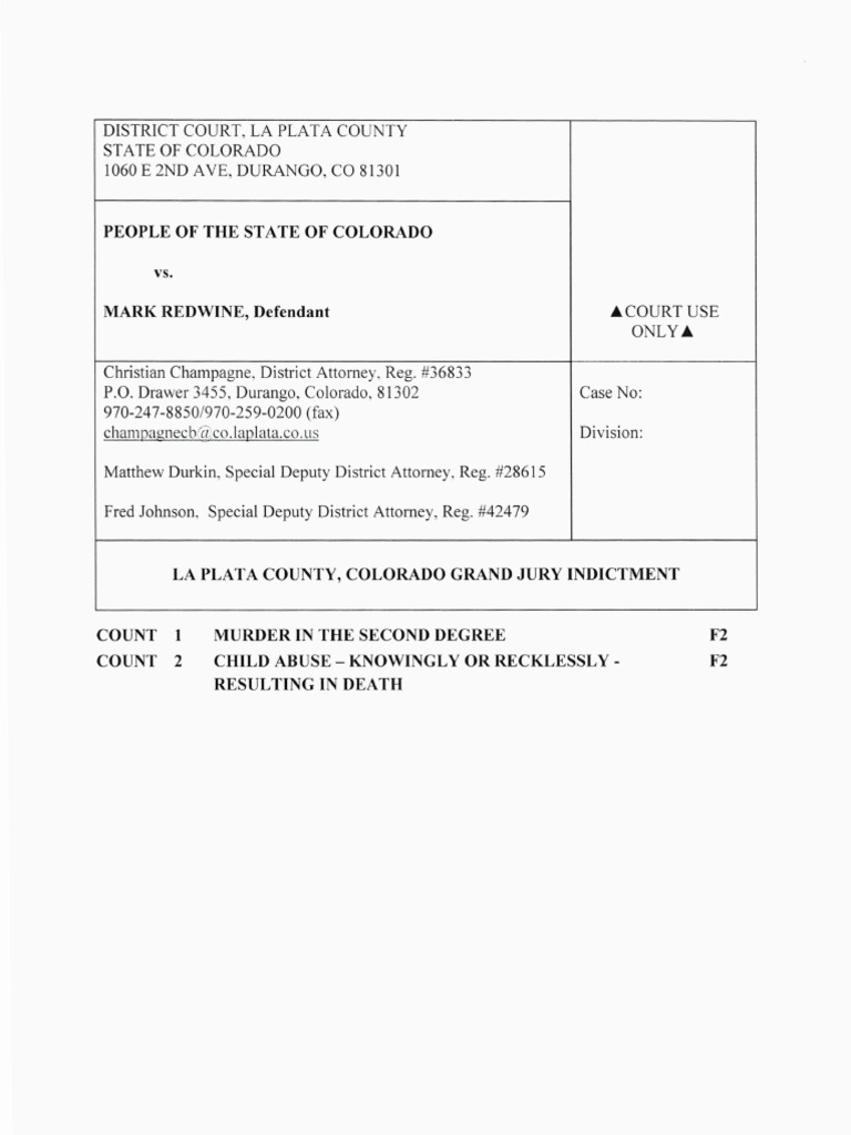Grand Jury Indictment Against Mark Redwine | PDF