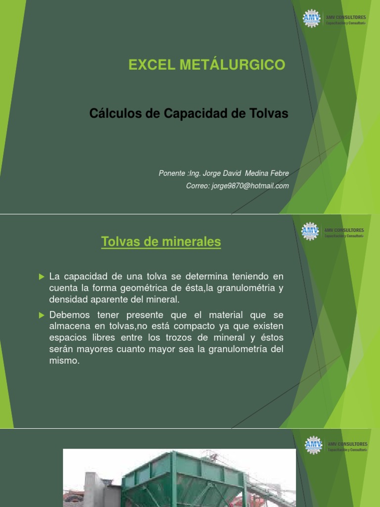 Cálculos de Capacidad de Tolvas | PDF | Áreas de informática ...