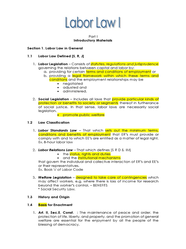 Labor Law I | PDF | Independent Contractor | Employment