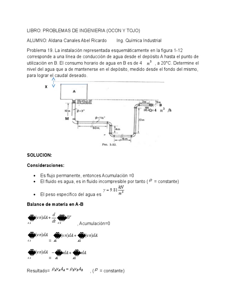 Ejercicio19.aldana Canales Abel | PDF | Dinámica (Mecánica) | Mecánica de fluidos