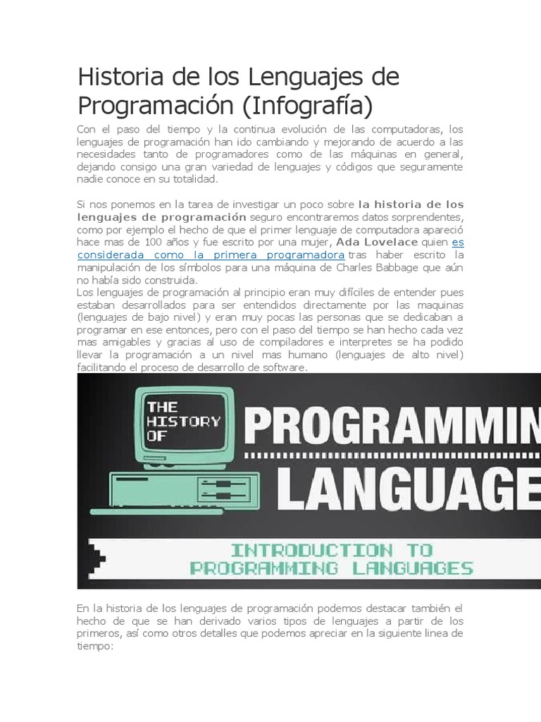 Historia de Los Lenguajes de Programación | PDF | Lenguaje de ...