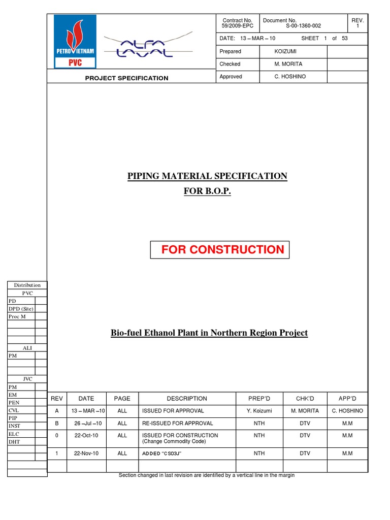 S-00-1360-002 Rev 1 (Piping Material Specification) | PDF | Pipe (Fluid ...